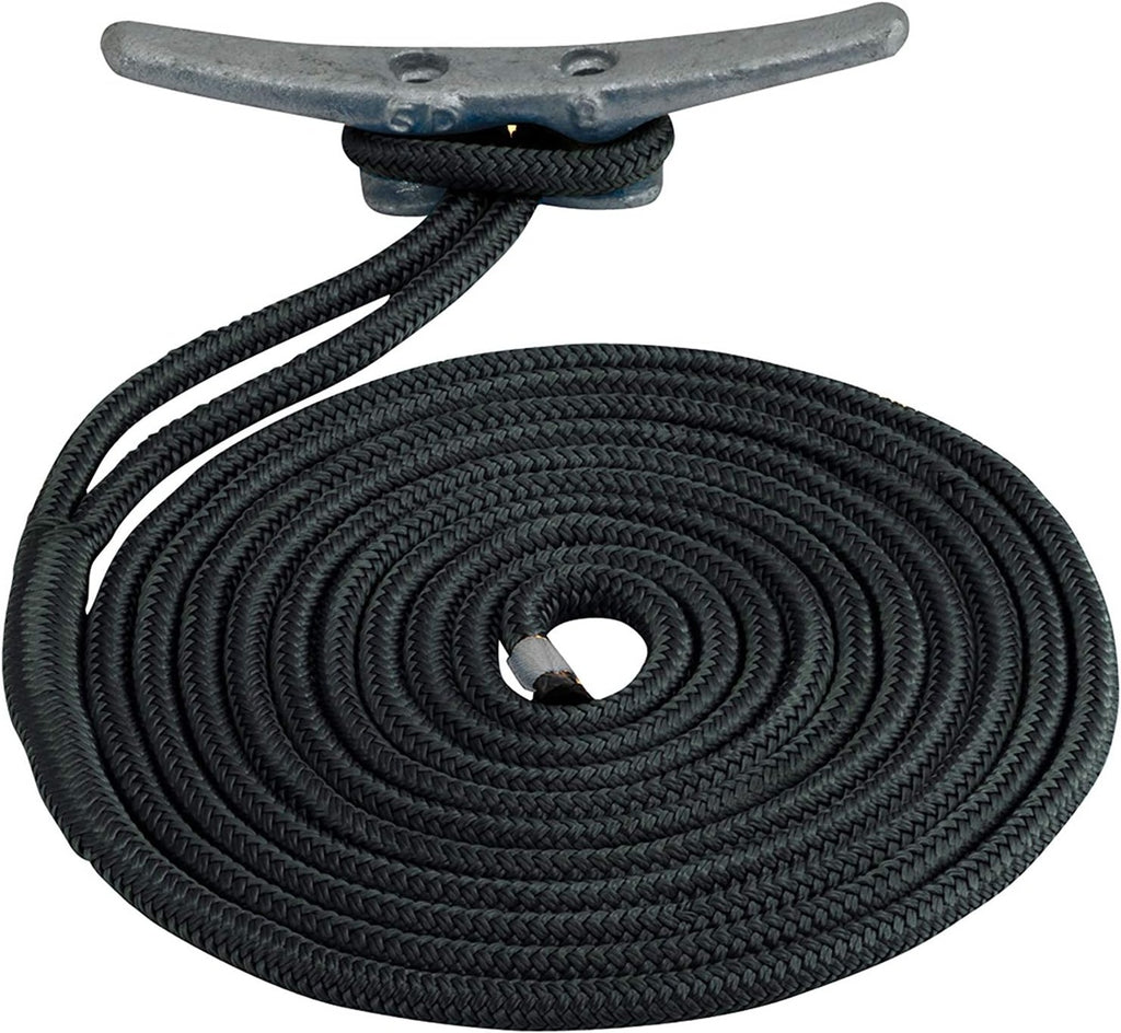 Sea Dog 302110025BK-1 BLACK 3/8" X 25' Double Braid Nylon Dock Line wi ...