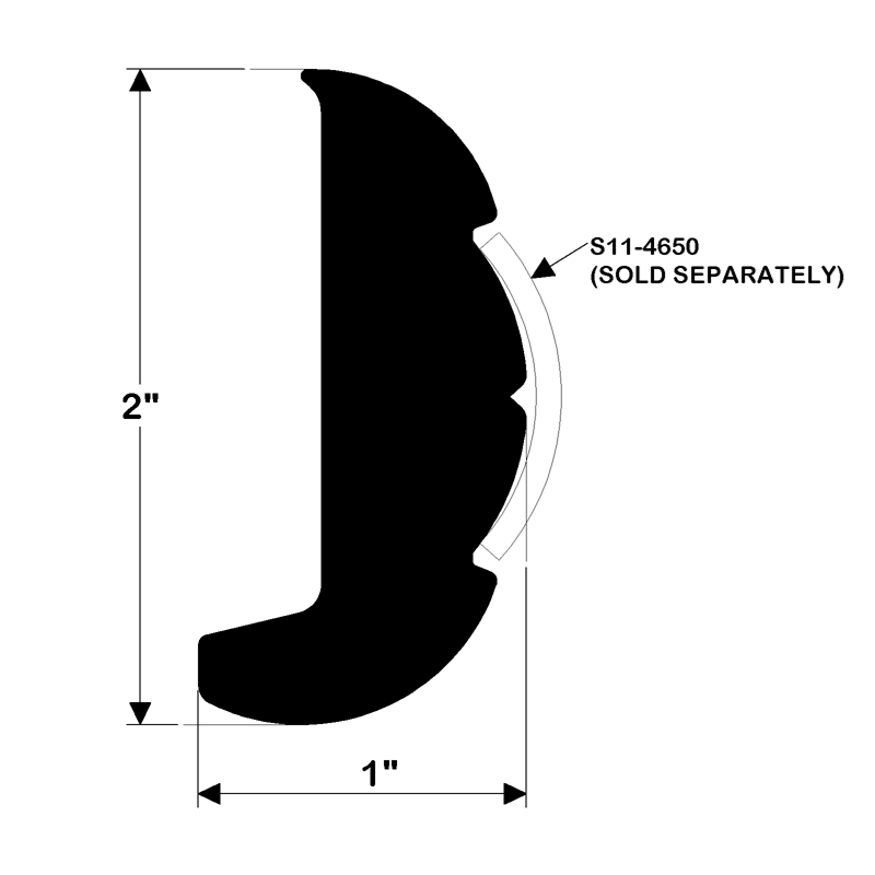 TACO V21-9502WH Boat Marine White 2’’ x 1’’ Rigid Vinyl Rub Rail Per F ...