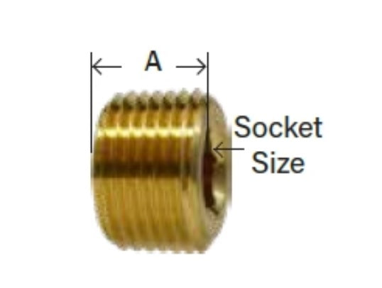Midland Metal 28-094 28094 1/4" NPT Brass Pipe Countersunk Hex Plug Fi ...