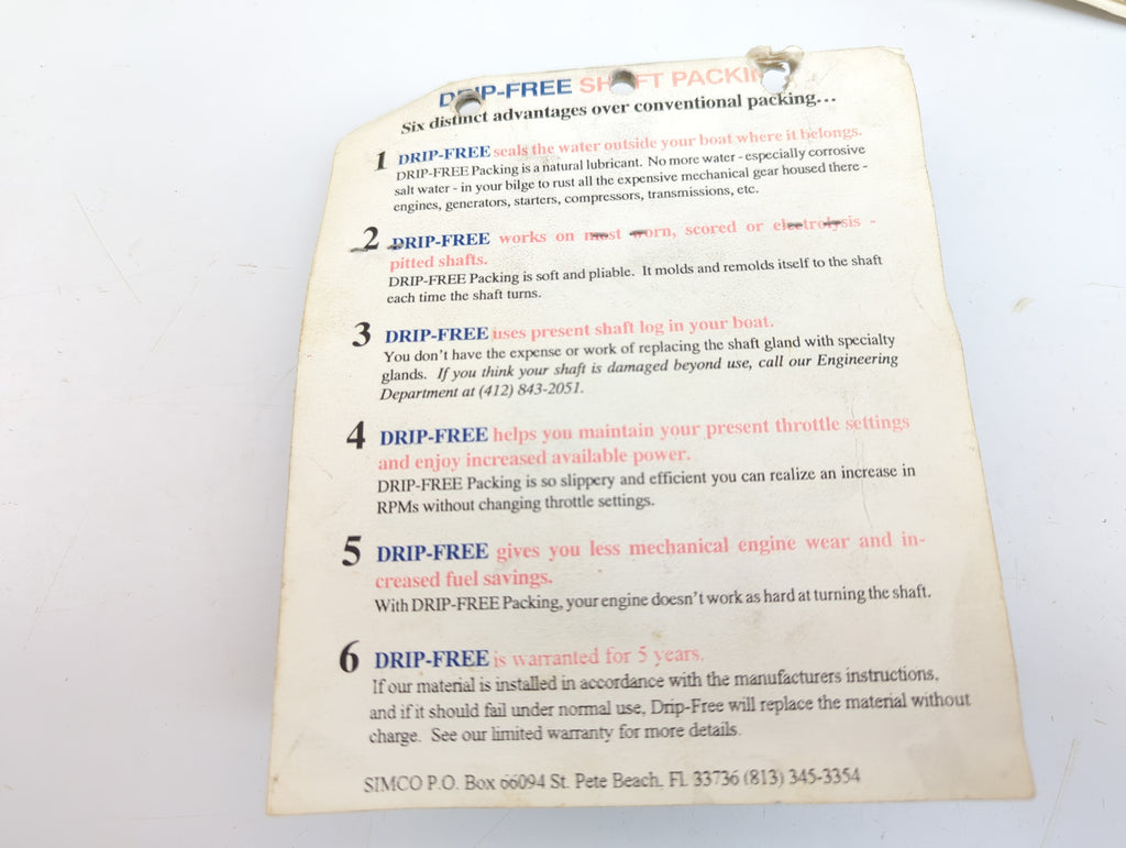 Buck Algonquin DFP750 "Drip-Free" Dripless Moldable 3/4" Shaft Packing ...