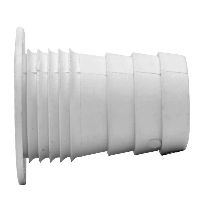 Marine East 6218W White Plastic Flush Impact 1” Hose Barb Straight Dra ...