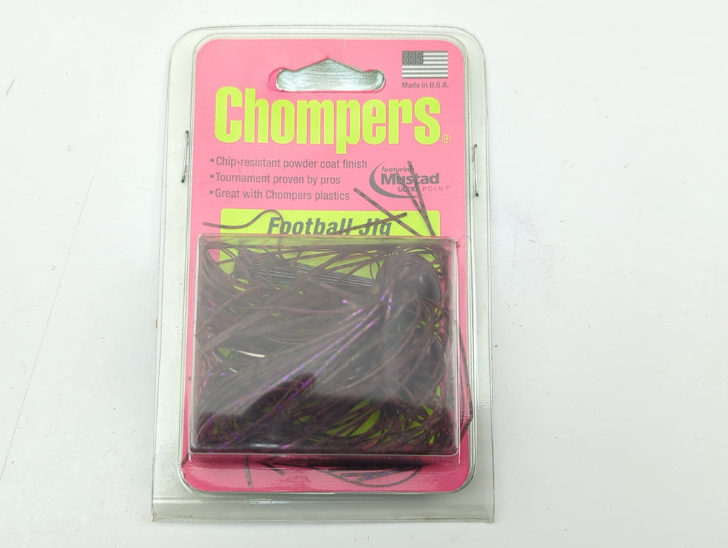 Chompers SFB34-208 Brown Purple 3/4 oz. Skirted Football Jig 2-Pack Fi ...