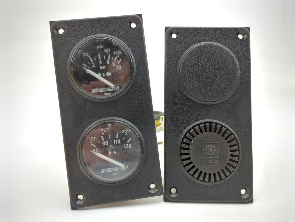 Mercury Quicksilver VDO Blue Line Oil Water Alarm Gauge Panel Set with ...