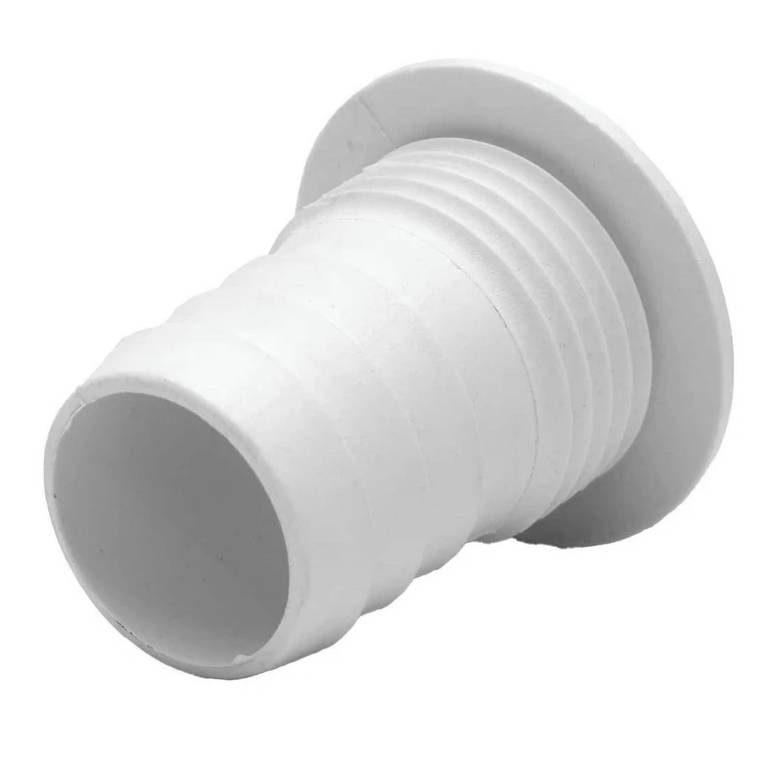 Marine East 6218W White Plastic Flush Impact 1” Hose Barb Straight Dra ...