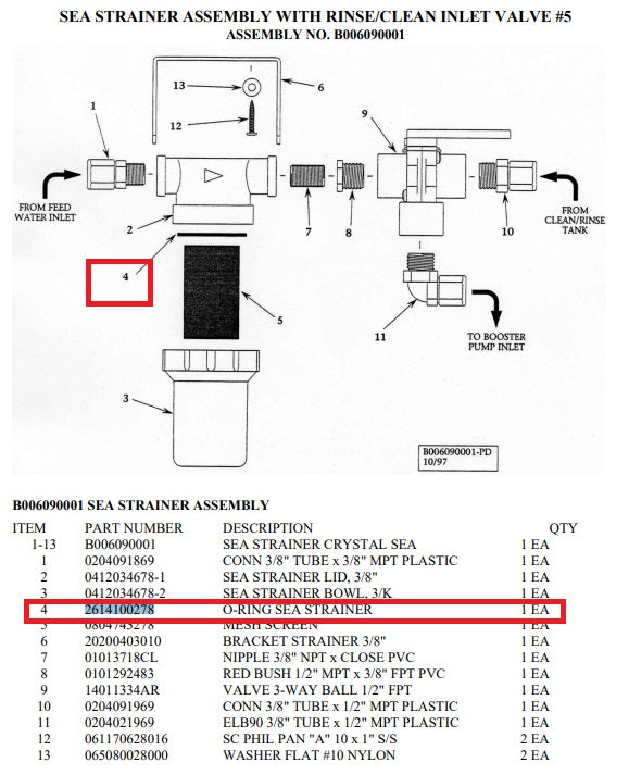 HRO 2614100278 Sea Recovery Boat Marine Engine 3/8" Sea Strainer Housi ...