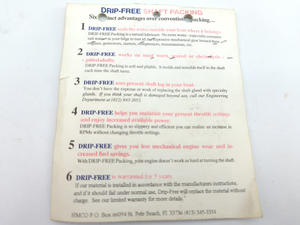 Buck Algonquin DFP875 "Drip-Free" Dripless Moldable 7/8" Shaft Packing ...