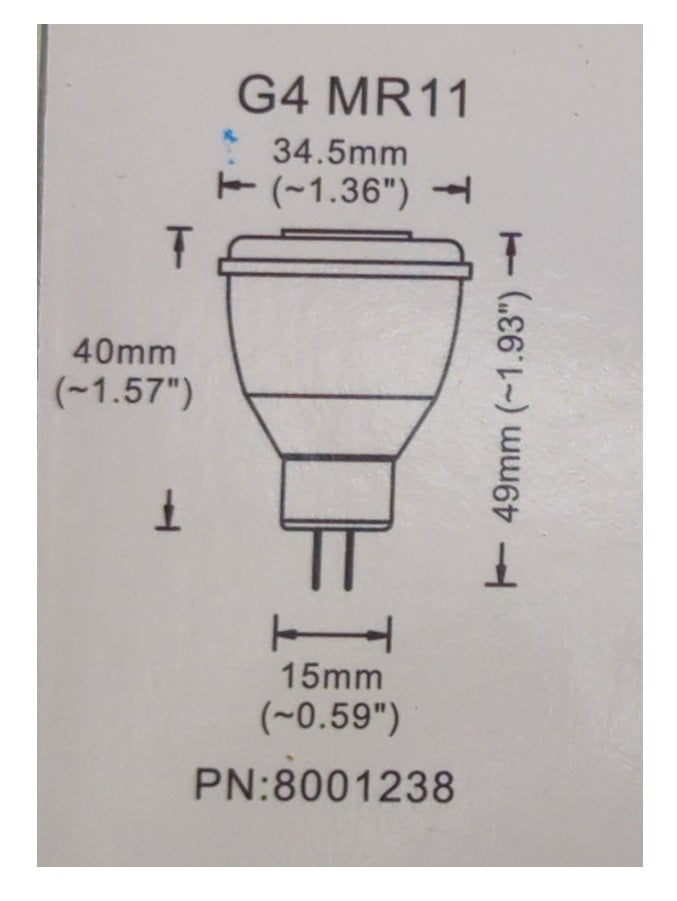 Dr Led 8001238 G4 MR11 2W 12/24V Magnum Bi-Pin Incandescent Halogen LE ...